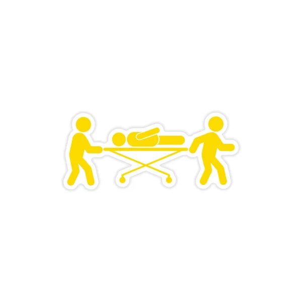 Set of stickers patients are on stretchers white background — Stock ...