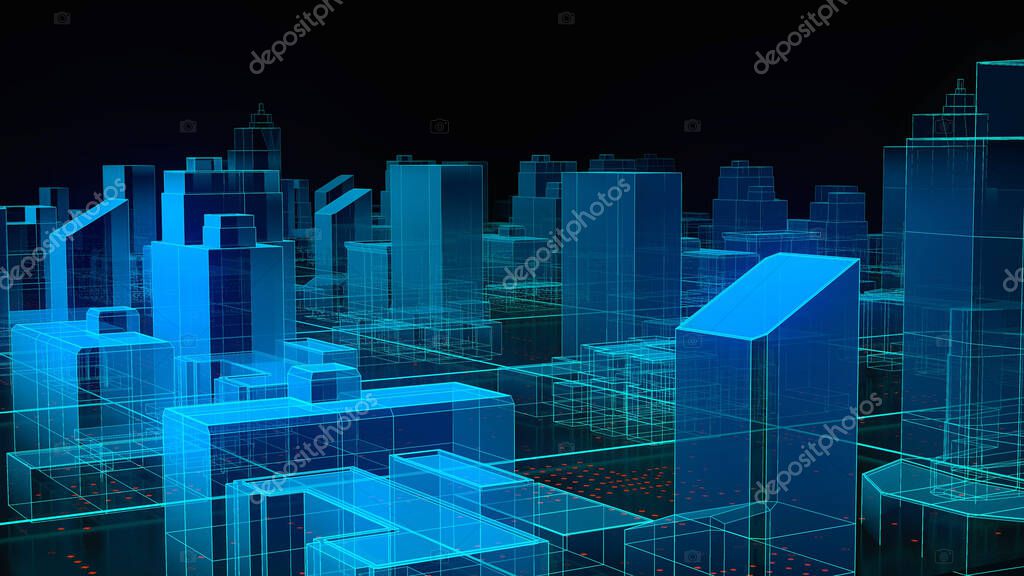 Holograma de la ciudad de la tecnolog a, representaci n abstracta de la ...