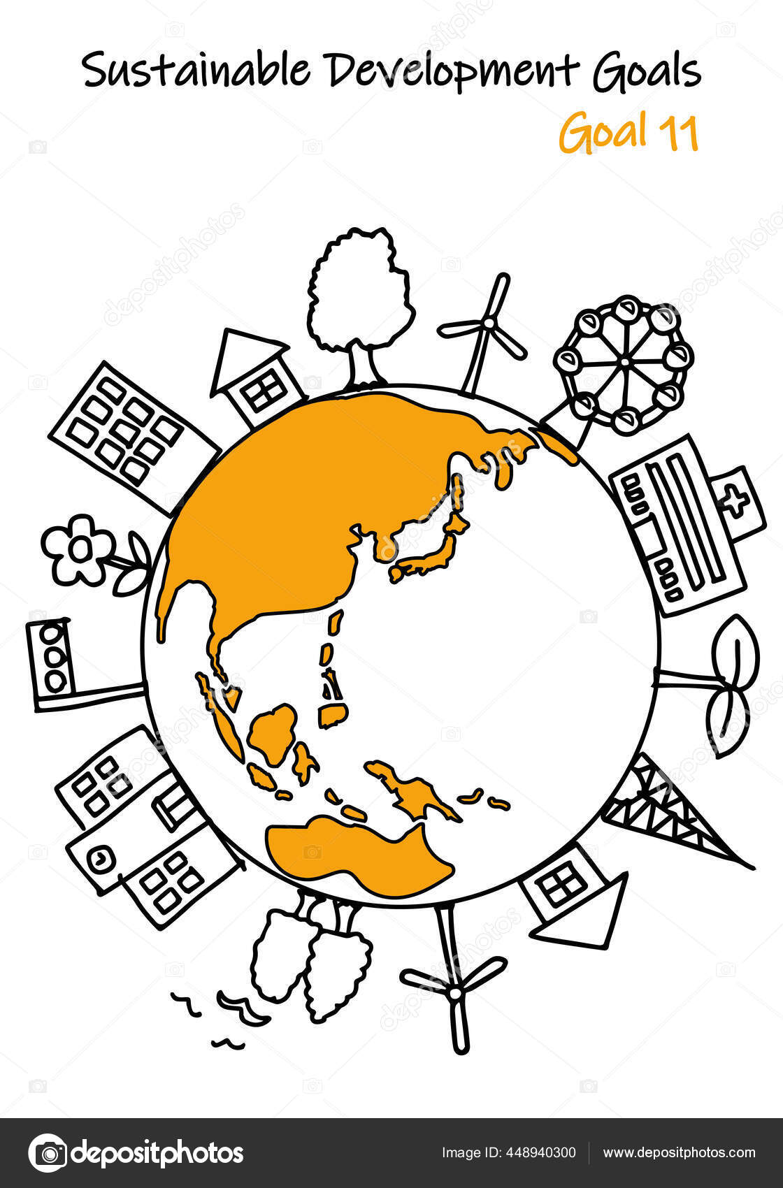 Sustainable Development Goals Goal11 Simple Colors Illustration ...