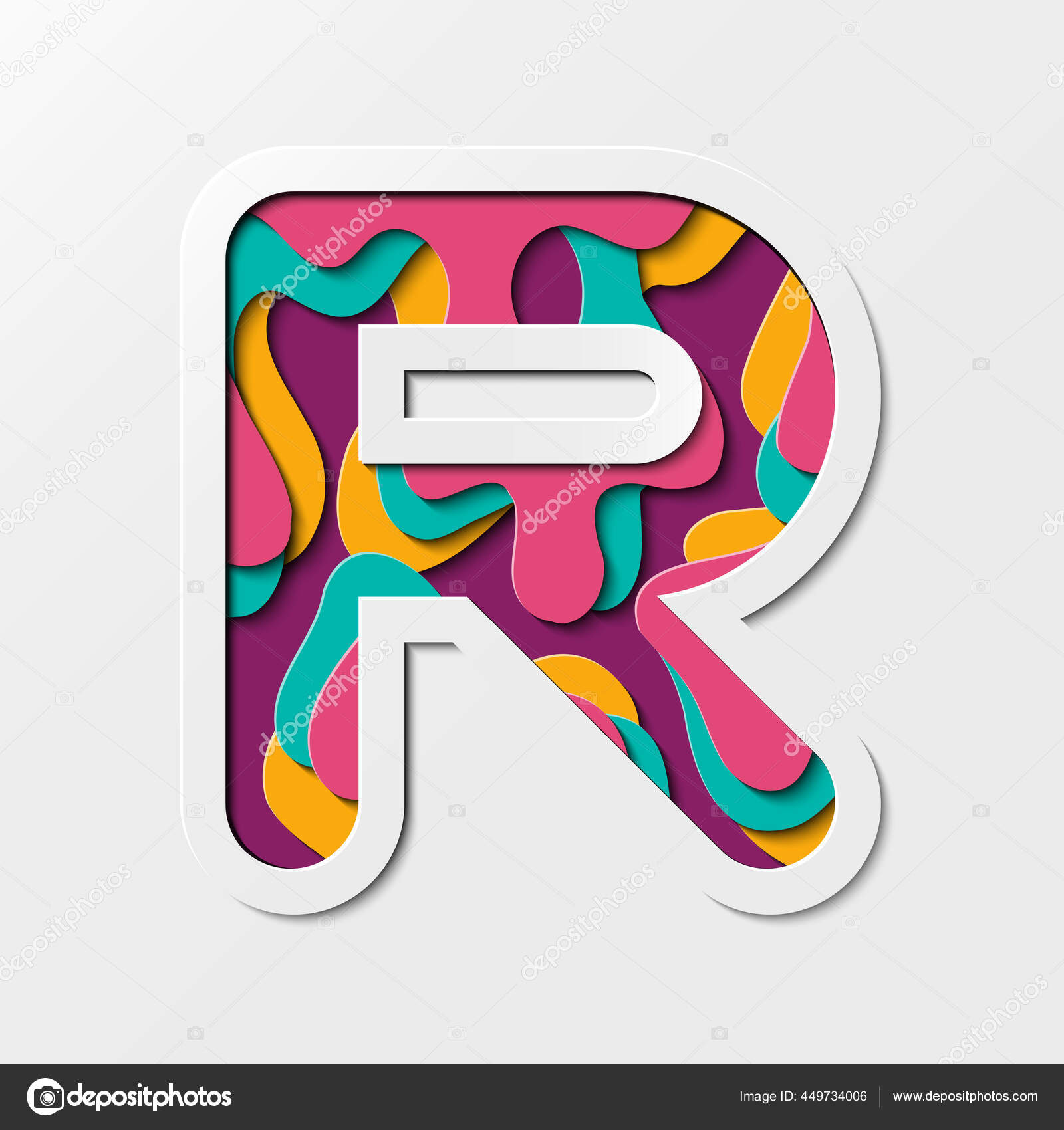 Paper Cut Letter Symbol Realistic Multi Layers Paper Cut Effect Stock ...