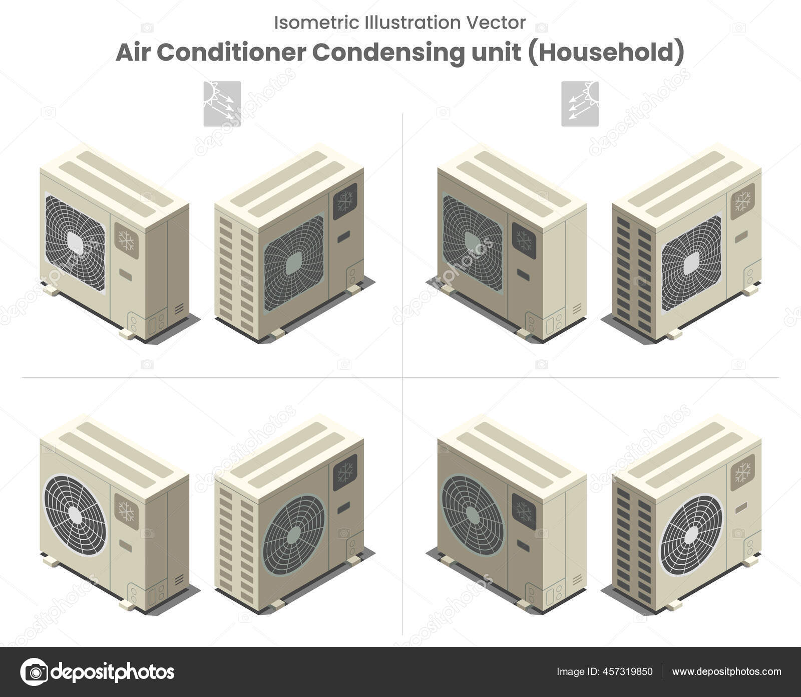 Isometric Vector Aircon Condensing Unit Type2 Isometric Vector Flat ...