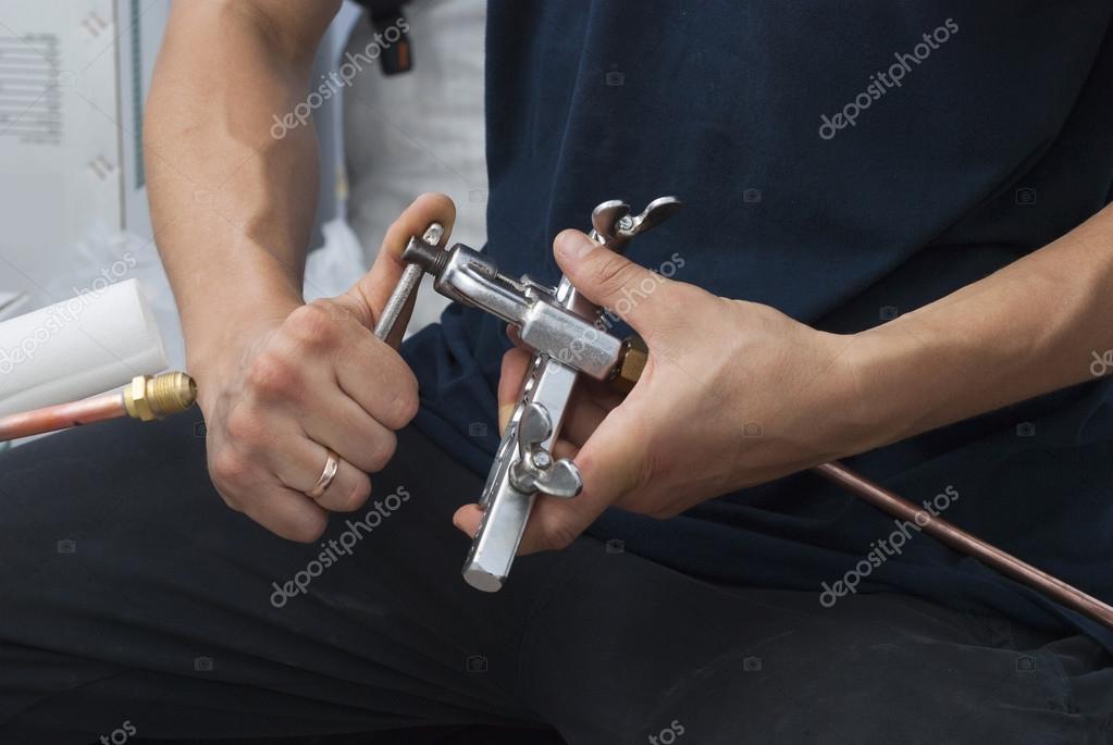 Expansion of copper pipe — Stock Photo © mkuchina #76112129