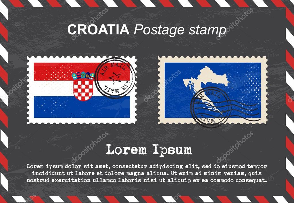 Croatia postage stamp, vintage stamp, air mail envelope. Stock Vector ...