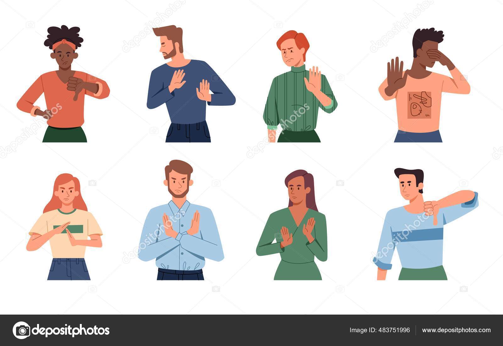 Negative gestures. Finger language, non verbal communication Stock Vector Image by ...