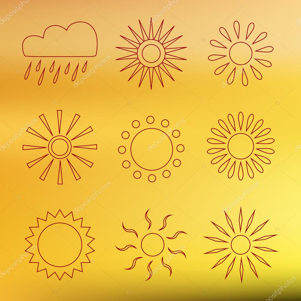 Illustration with line drawing sun set Stock Vector by ©Nairi79 71828703