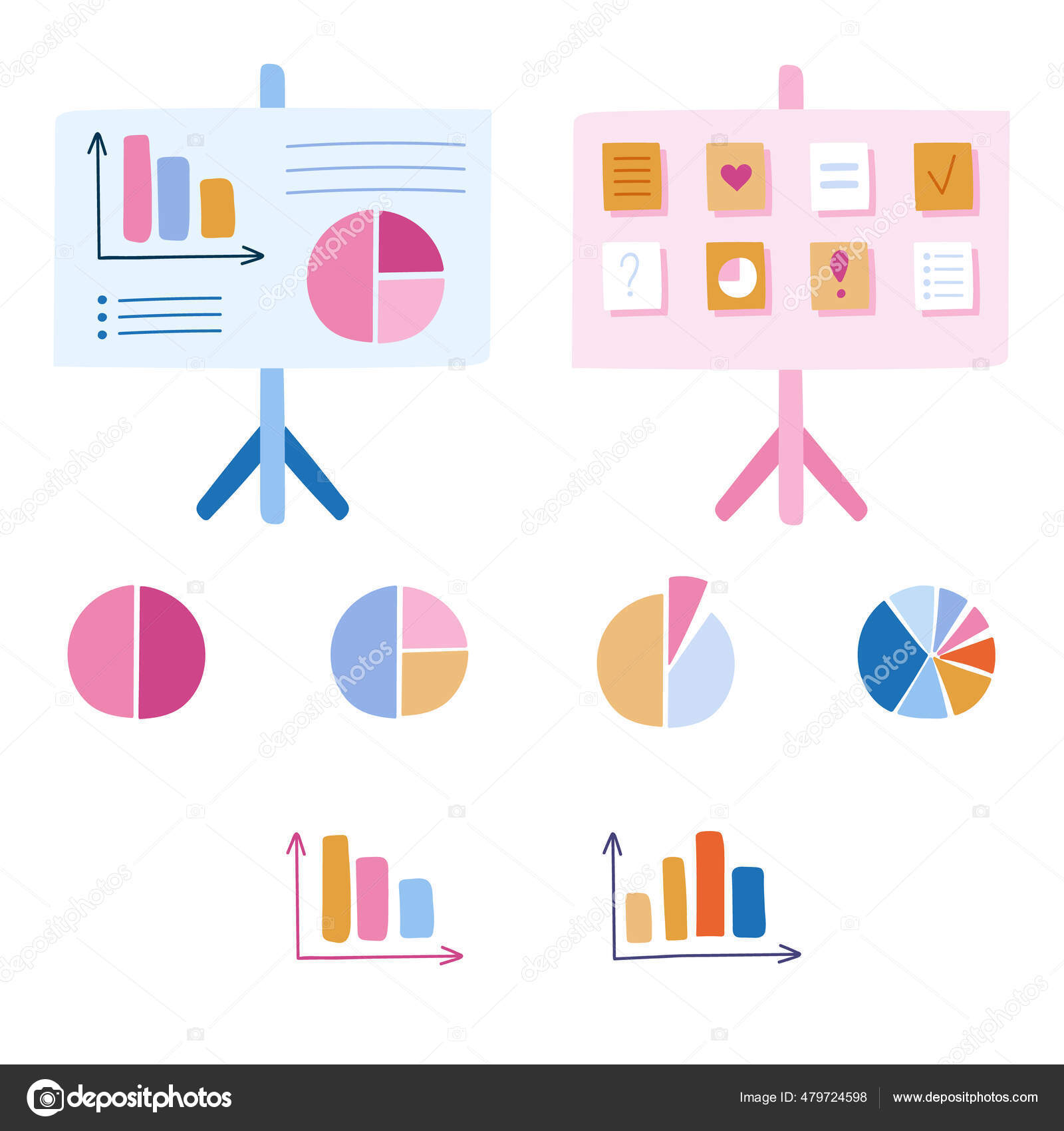 Cute Hand Drawn Clipart Set Chart Graph Flipchart Diagram Infographic ...