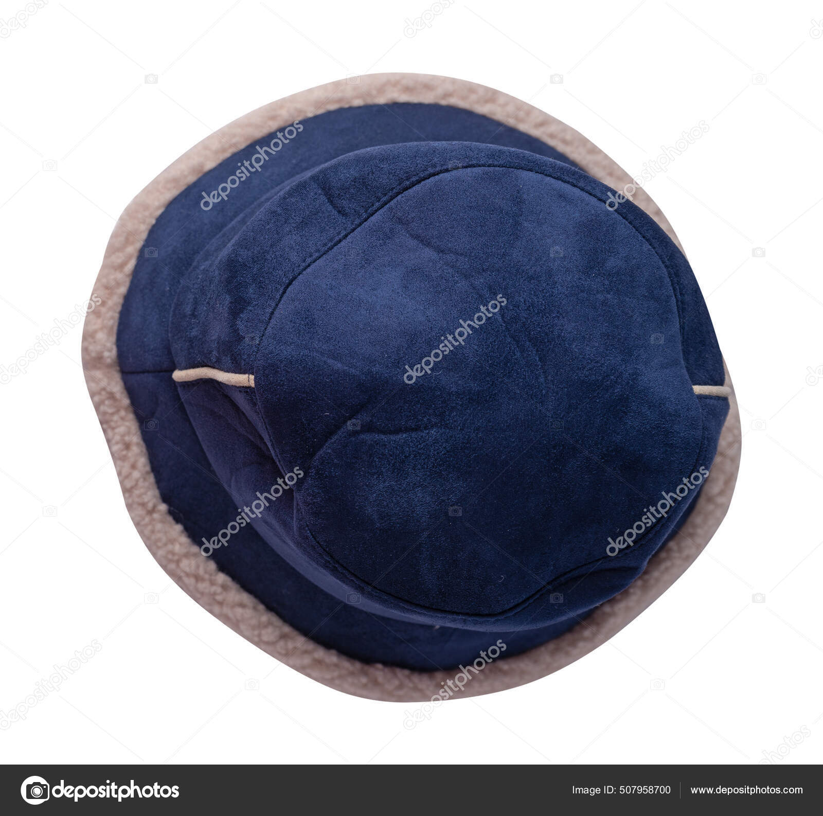 Dark Blue Bucket Hat Artificial Fur Isolated White Background Fisherman ...