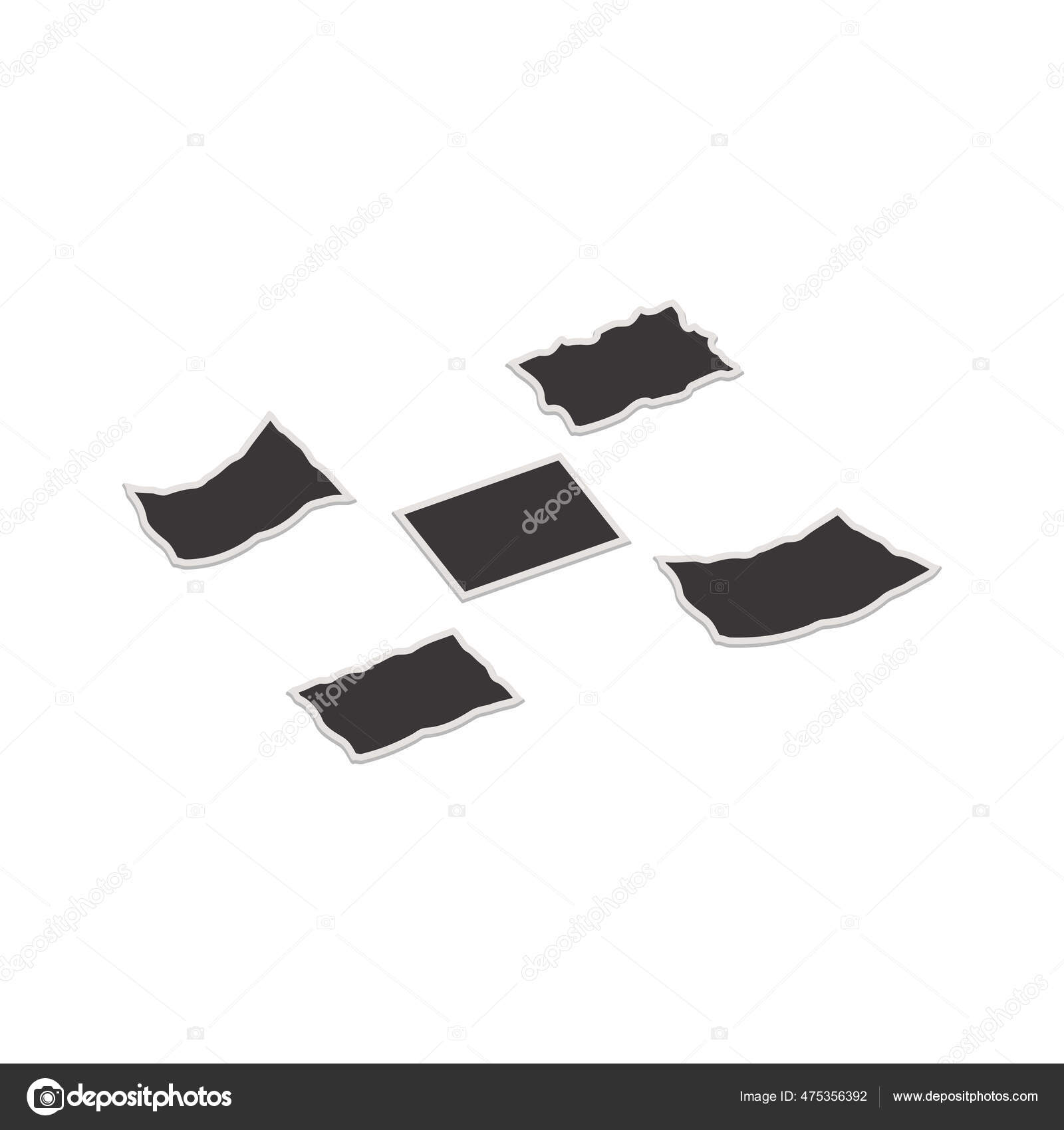 Creasy Blank Photos Isolated White Background Isometric View Stock ...