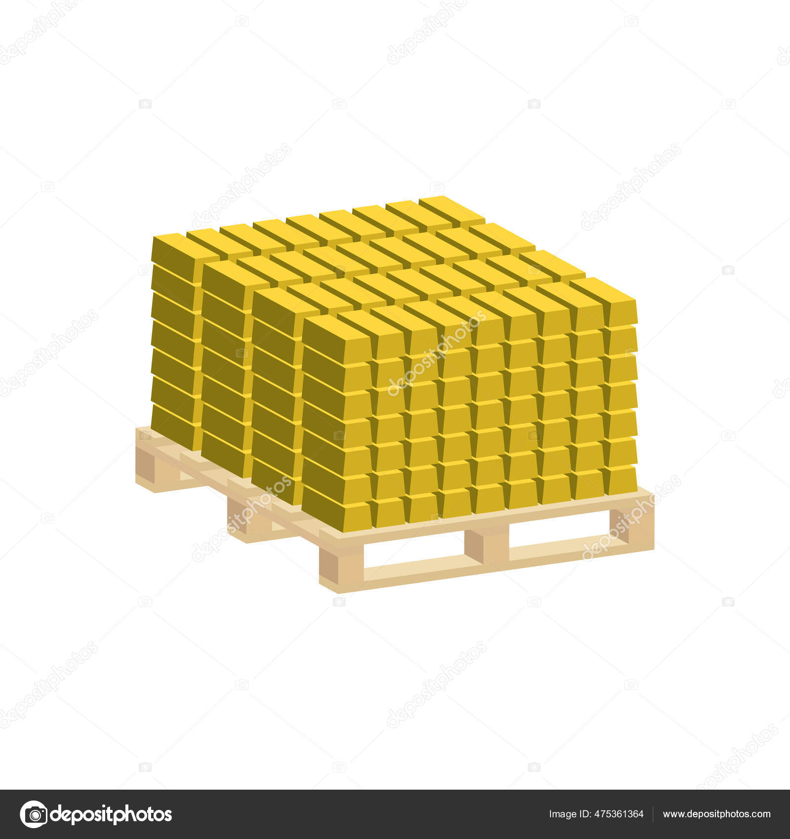 Gold Bars Folded Pallet Isolated White Background Vector Illustration ...