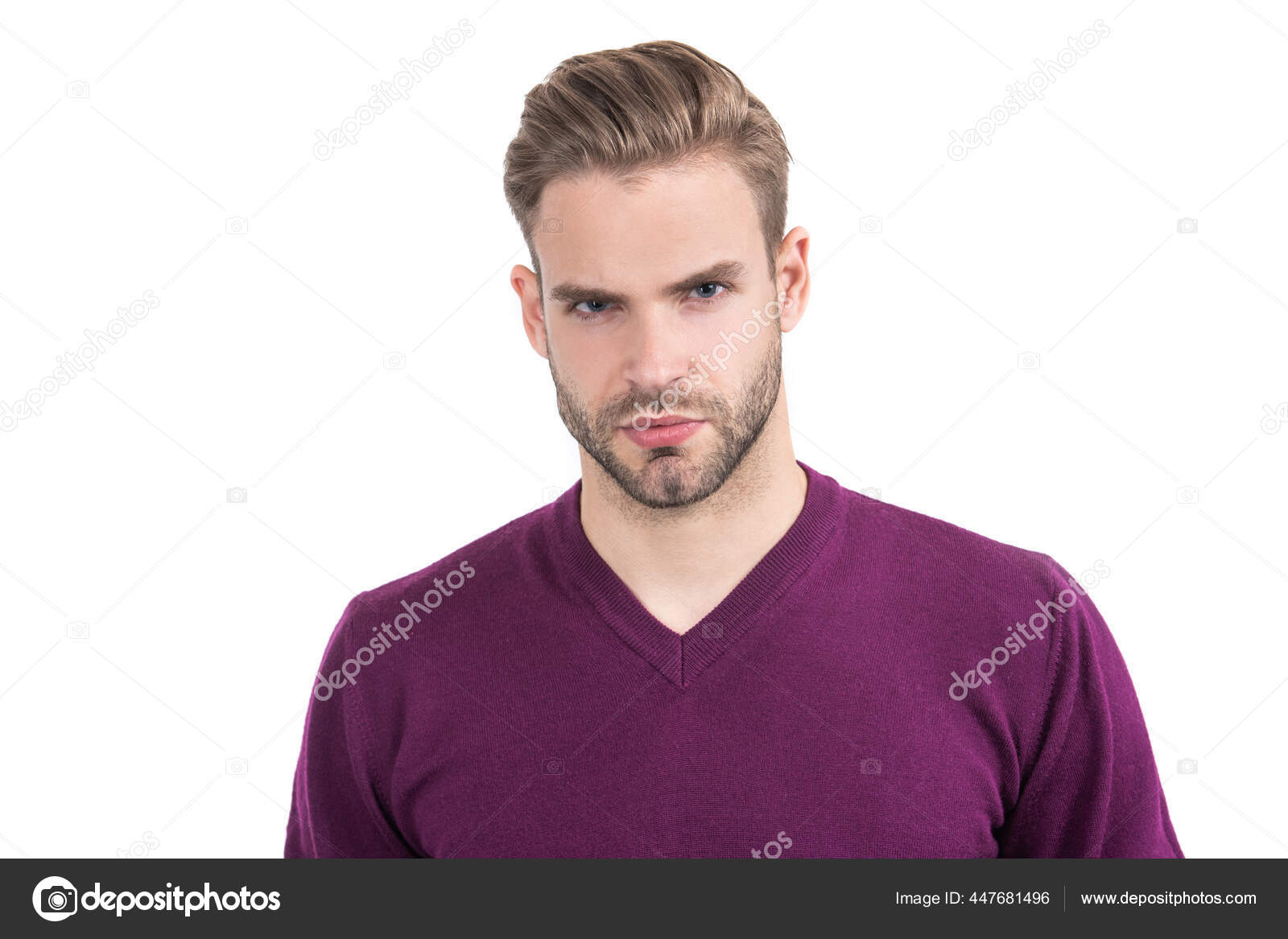 Take Control Your Face Unshaven Man Isolated White Mens Skin Stock ...