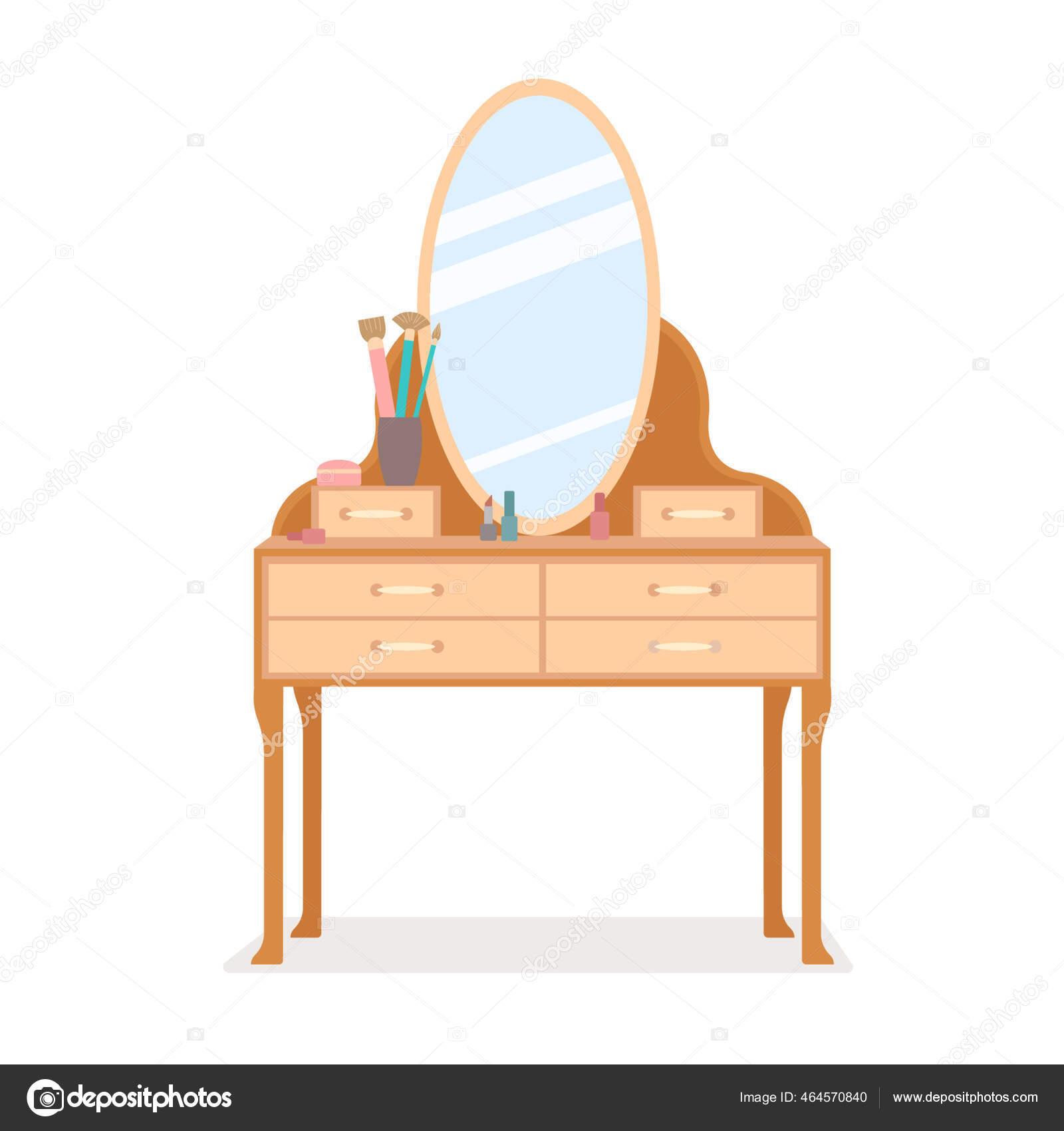 Dressing Table Flat Cartoon Style Cosmetics Isolated Vector ...