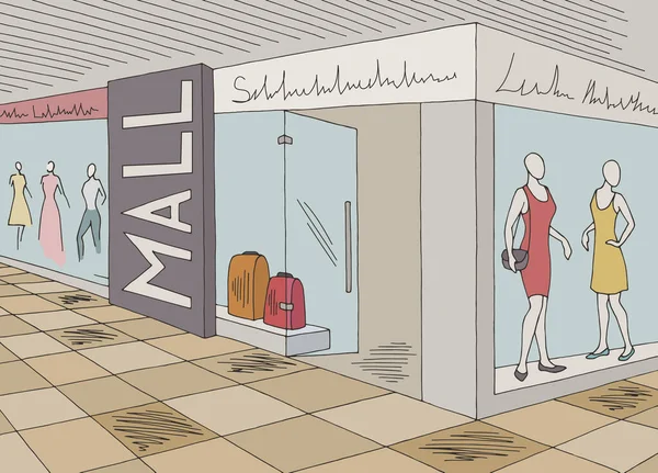 Shopping Mall Graphic Color Interior Sketch Illustration Vector Stock ...
