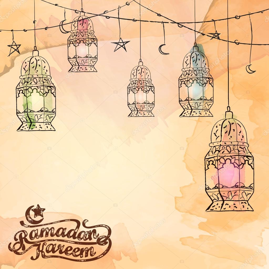 Arabic lantern islamic background design for Ramadan Kareem greeting ⬇ ...