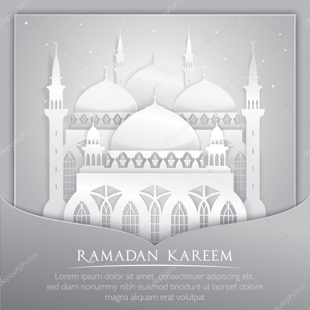 Vector 3D mosque muslim Paper Graphic Greeting Card. Translation ...