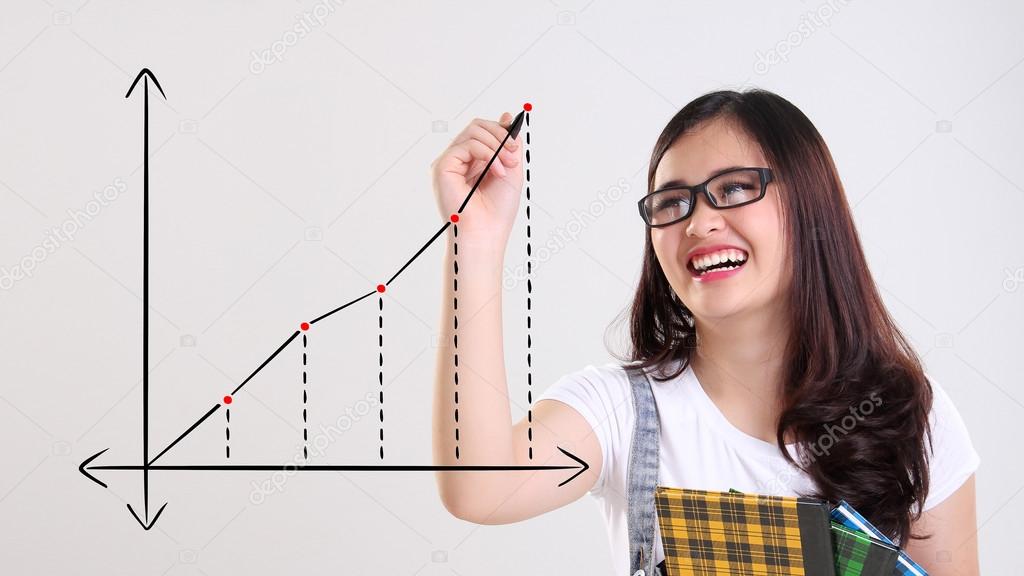 Fun student draws a chart — Stock Photo © PepscoStudio #104479270
