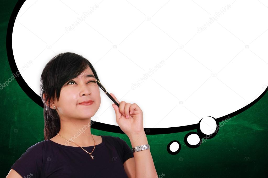 Smart woman imagination on comic balloon — Stock Photo © PepscoStudio ...