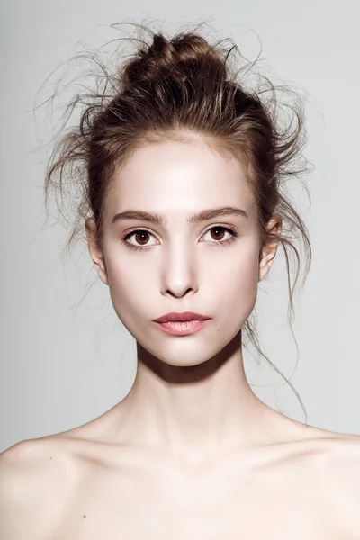 Glamour portrait of beautiful woman model with fresh daily makeup and ...