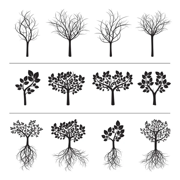 Set of Black Trees and Roots Stock Vector Image by ©rolandtopor #103382334