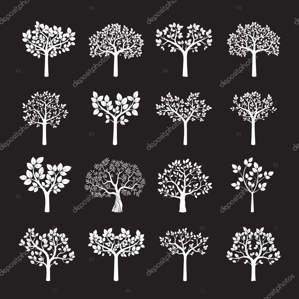Set of white vector trees. Stock Vector Image by ©rolandtopor #118115224