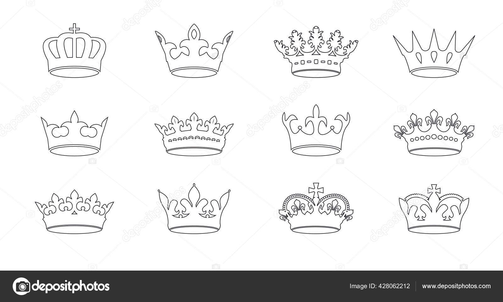 Set Vektor Raja Mahkota Ikon Pada Latar Belakang Putih Vector Vektor ...