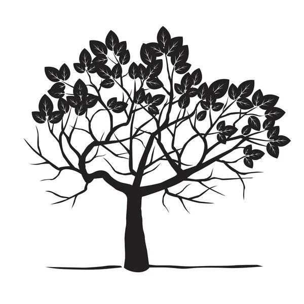 Black Tree and Black Birds. Vector Illustration. — Stock Vector ...