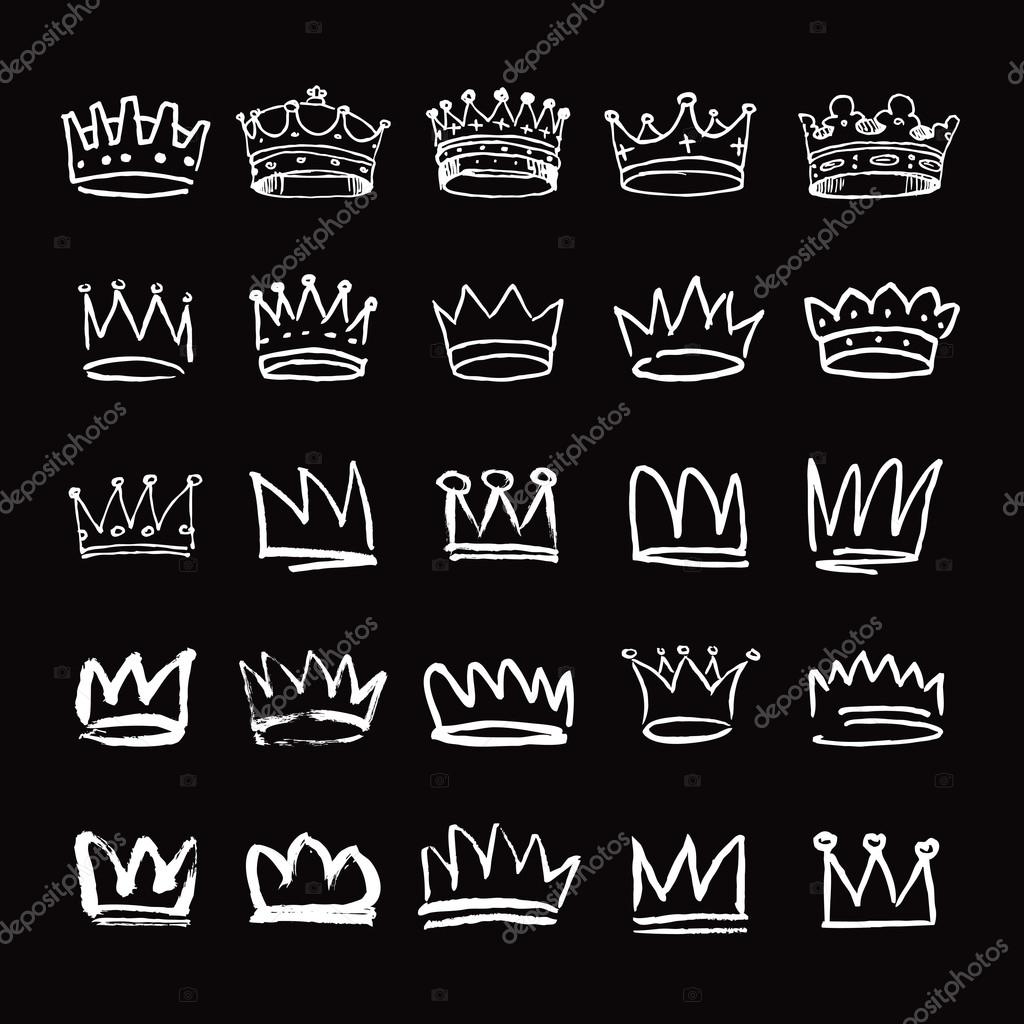Set of white hand drawn crowns Stock Vector Image by ©rolandtopor #80213738