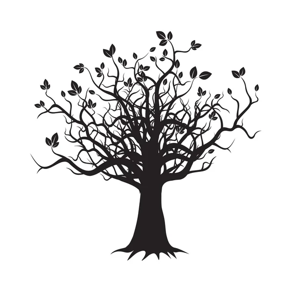 Black Tree and Black Birds. Vector Illustration. — Stock Vector ...