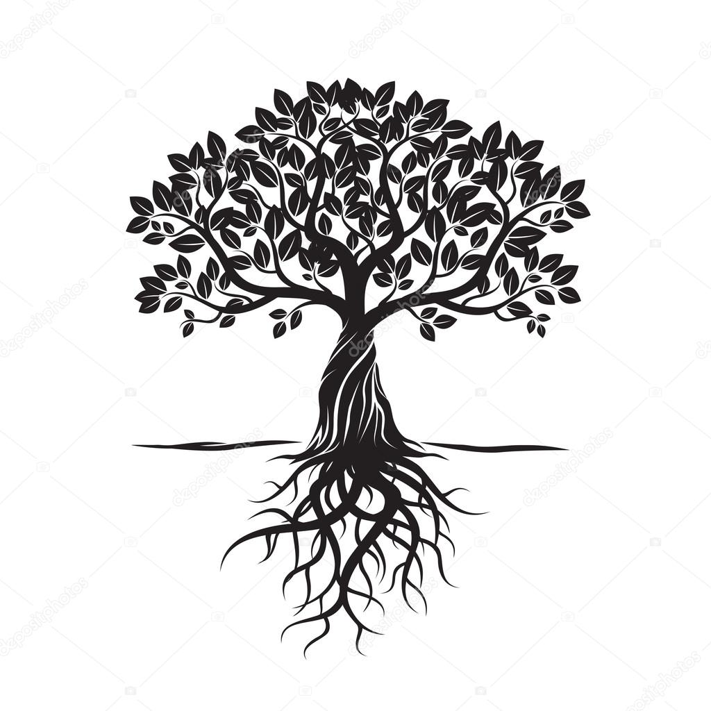 Black Tree and Roots. Vector Illustration. Stock Vector by ©rolandtopor ... Black Tree and Roots. Vector Illustration. Stock Vector by ©rolandtopor ...