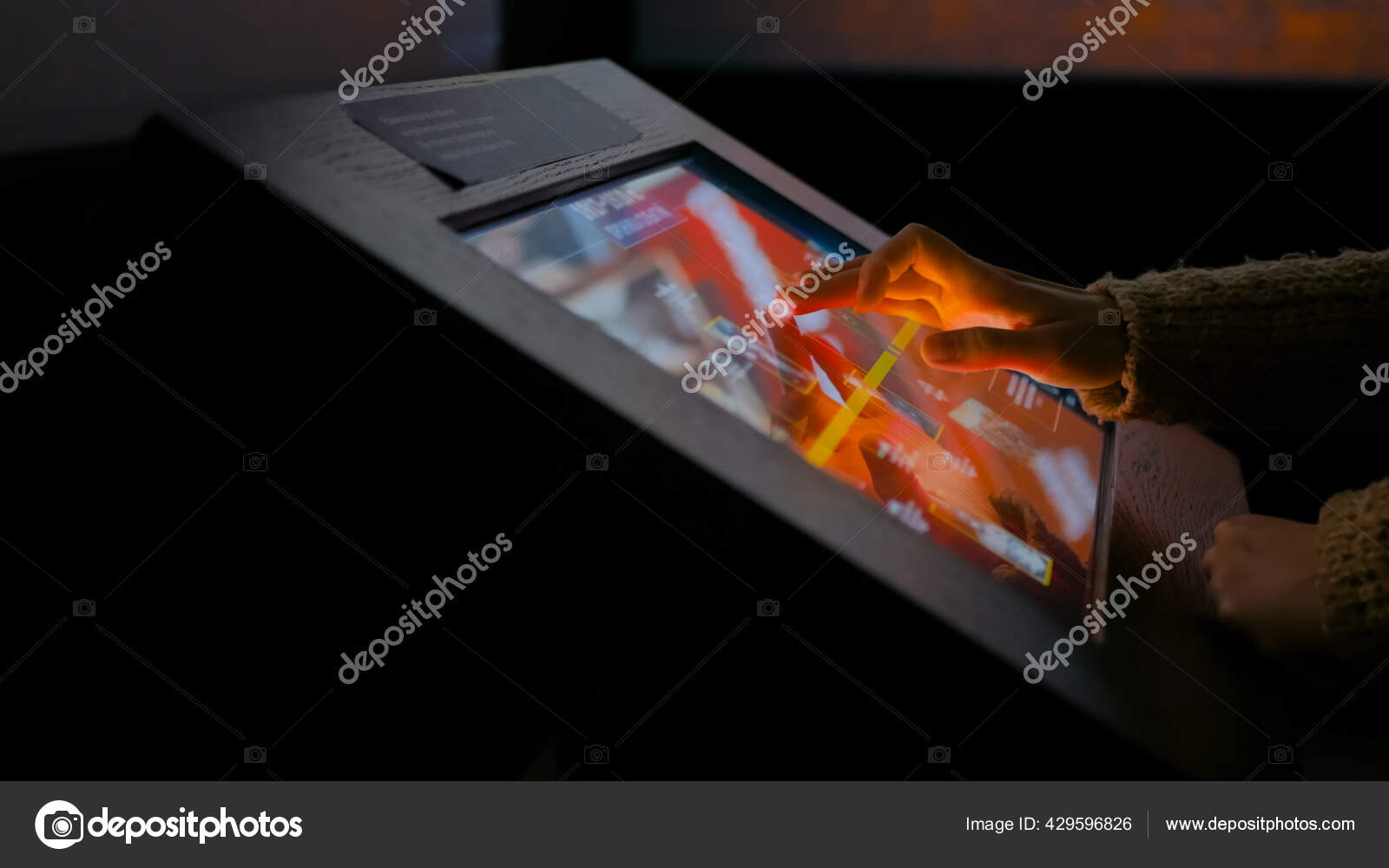 Woman using interactive touchscreen display Stock Photo by ©Zyabich ... Woman using interactive touchscreen display Stock Photo by ©Zyabich ...
