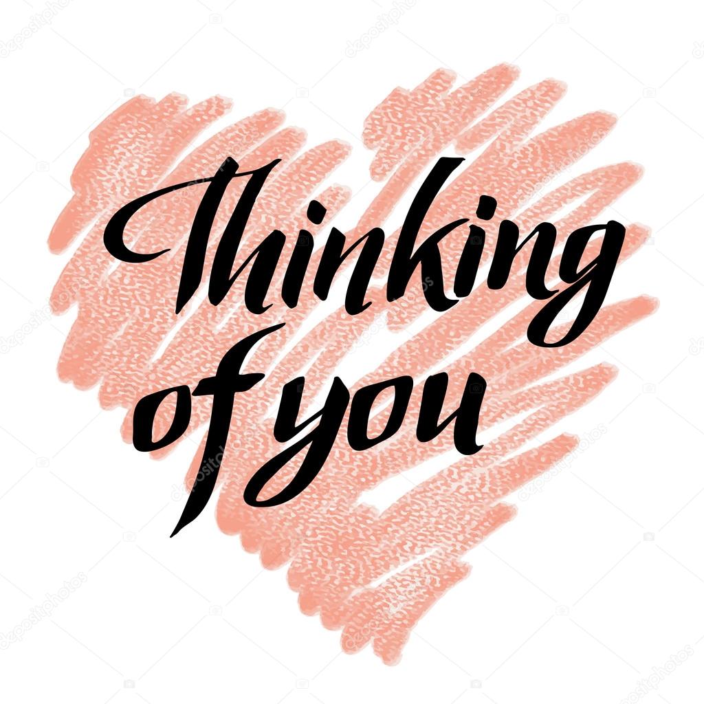 Thinking of you. Hand drawn lettering. — Stock Vector © Lexver #82177126