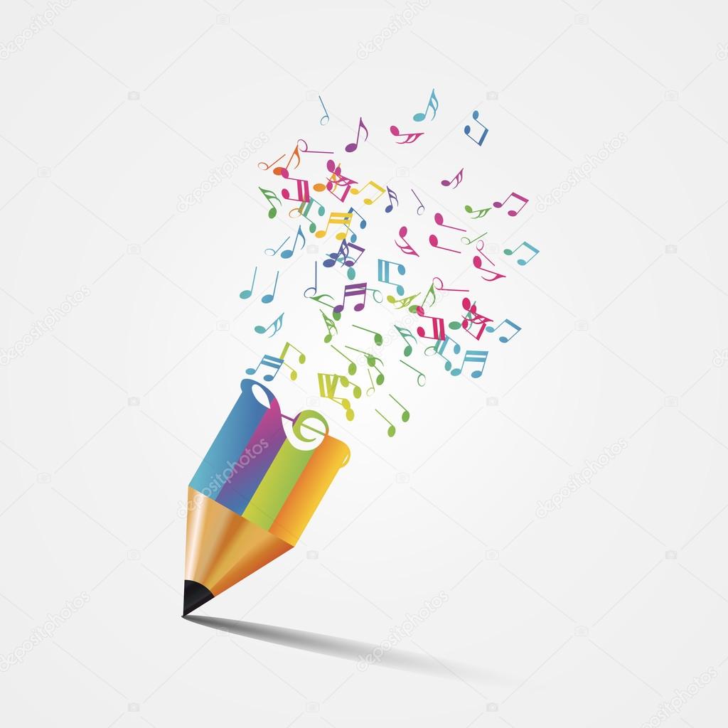 Creative colorful music pencil. Writing concept. Vector — Stock Vector ...