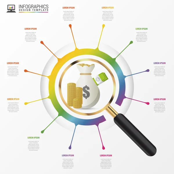 Investment analysis graphic design concept with magnifying glass ...