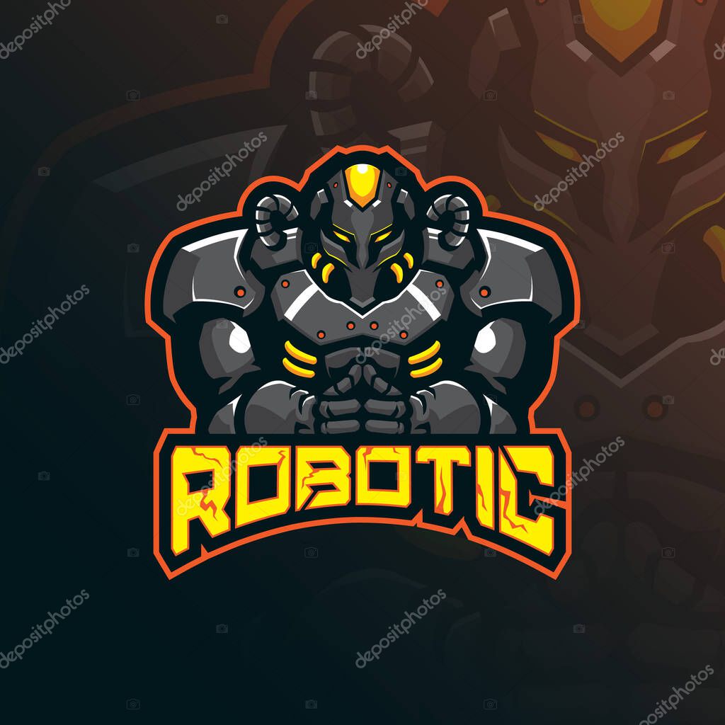 Vector de diseño de logotipo de mascota robótica con un moderno estilo ...