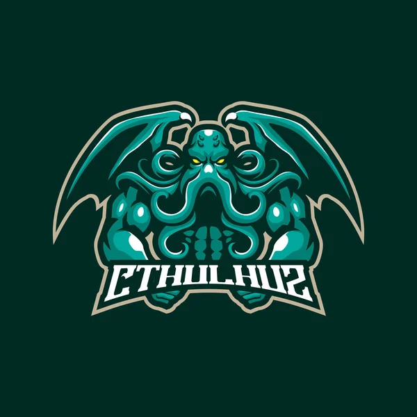 Vector de diseño del logotipo de la mascota de Cthulhu con un moderno ...