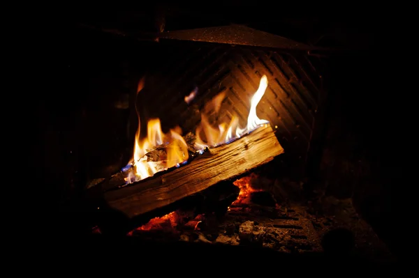 Background warm fire in the fireplace home - Stock Image - Everypixel