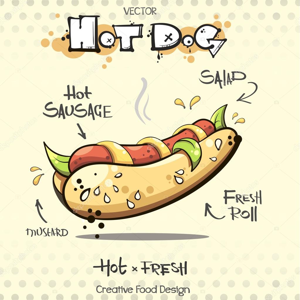 Sketch hot dog — Stock Vector © gregmaus #73103303