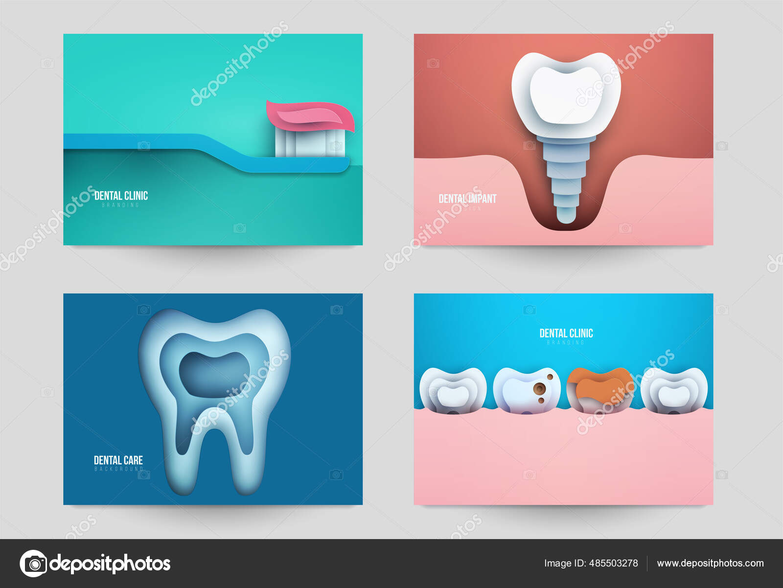 Set Dental Concept Covers Flyer Poster Banner Modern Minimal Style ...