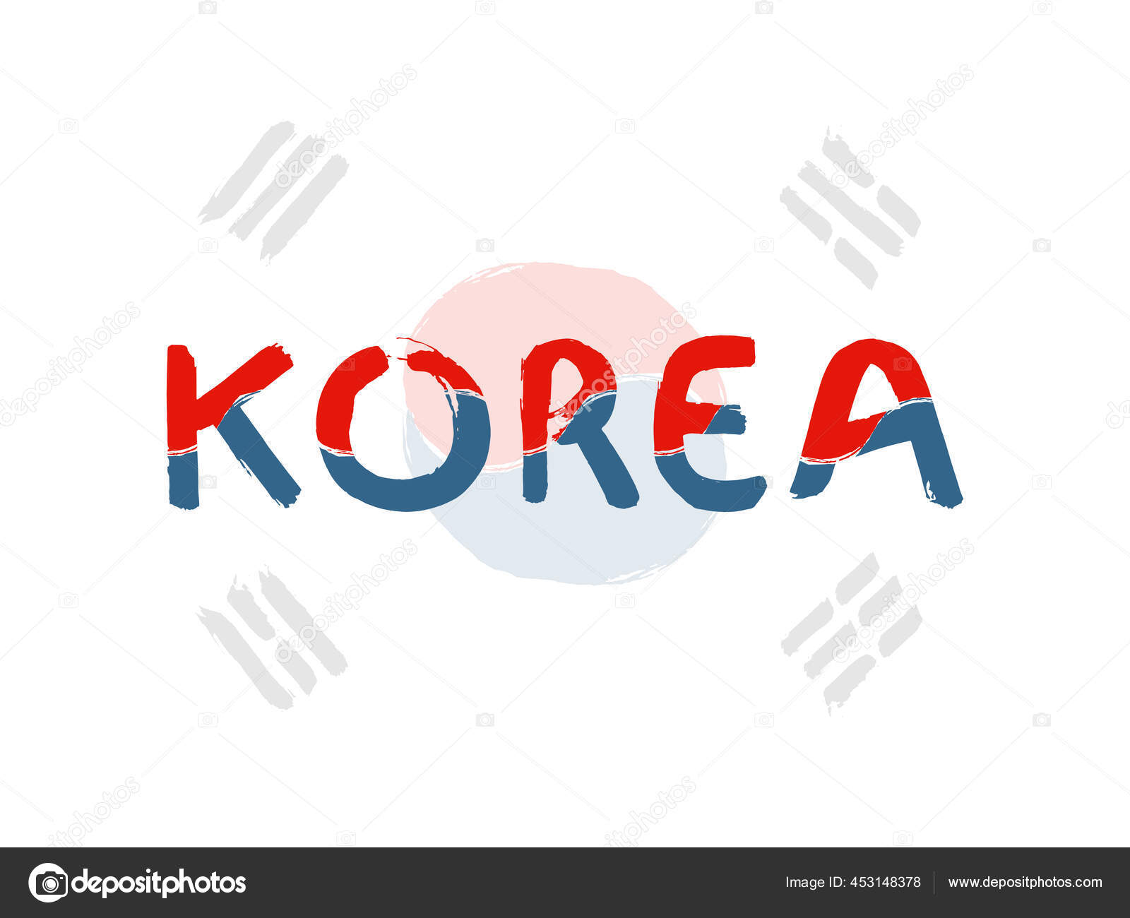 South Korea Font Stylized Colors National Country Flag Hand Drawn Stock ...