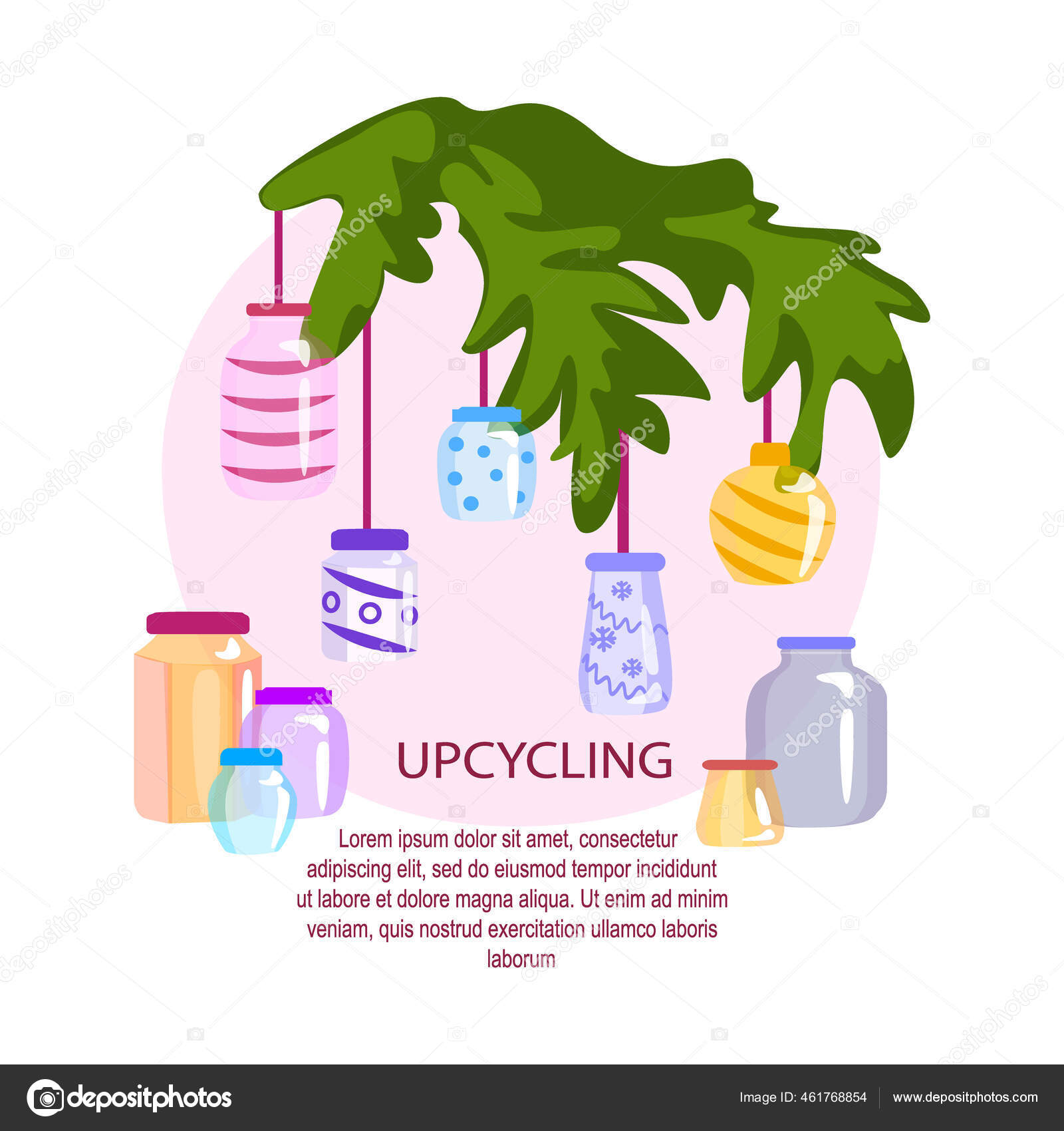 Upcycling Concept Reducing Waste Reuse Utilized Glass Jars Plastic ...