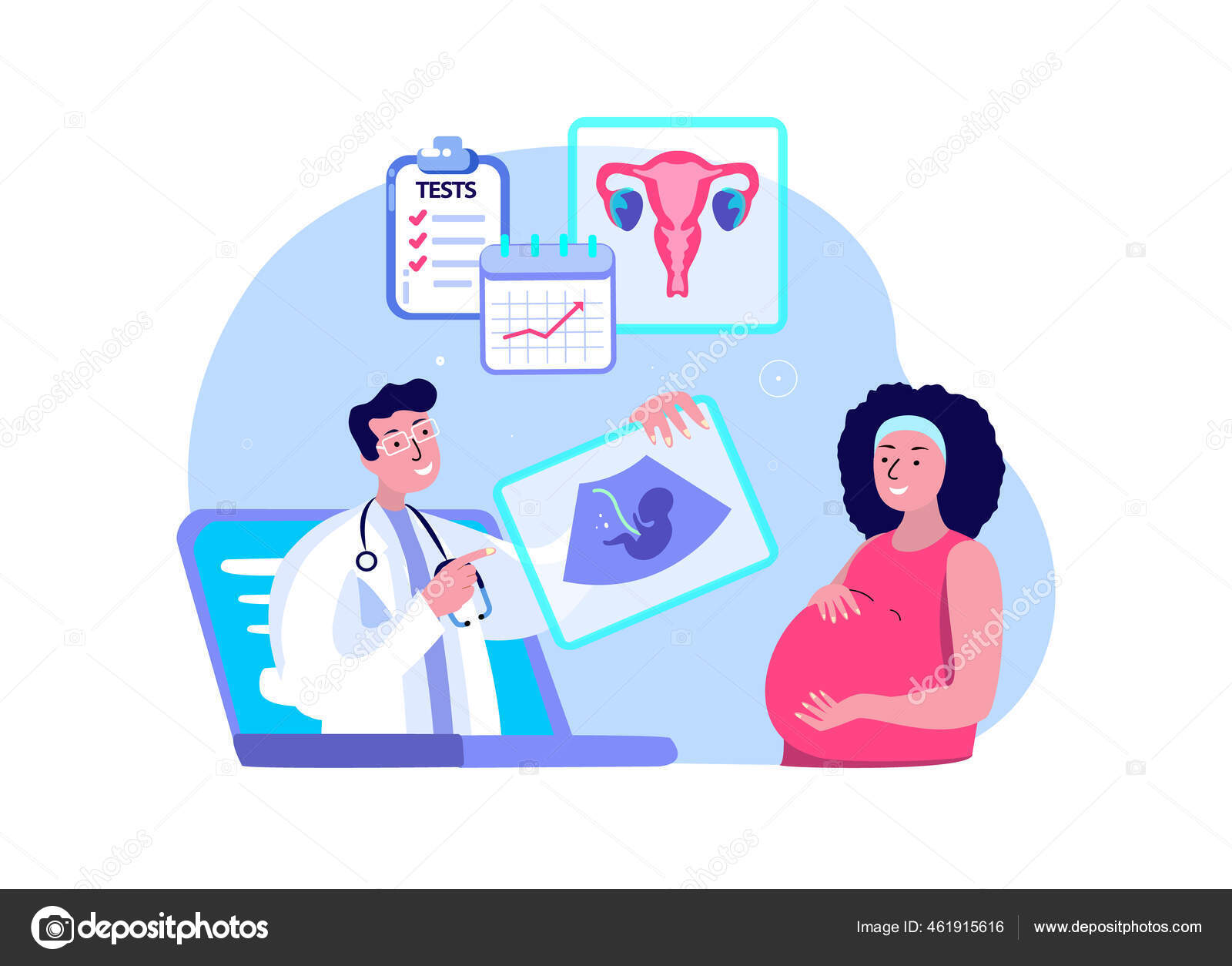 Gynecologist Doctor Consultate Pregnant Woman Online Ultrasound
