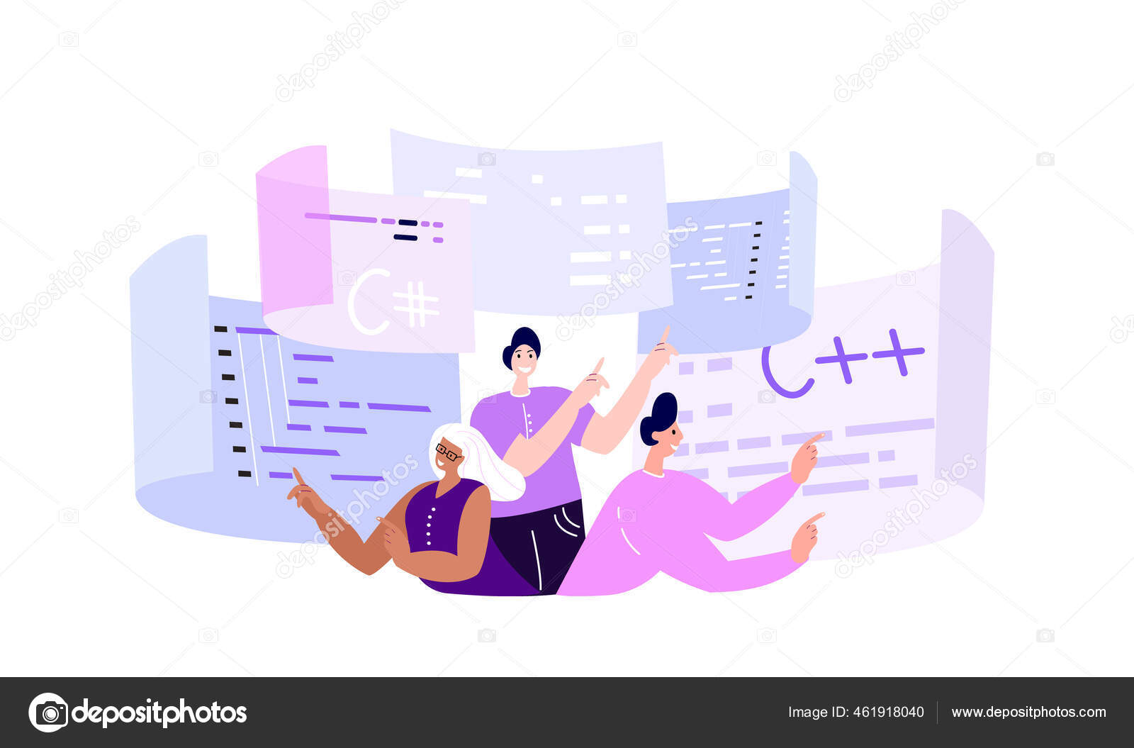 Team Programmers Working Web Development Computers Concept Script Coding Programming Stock