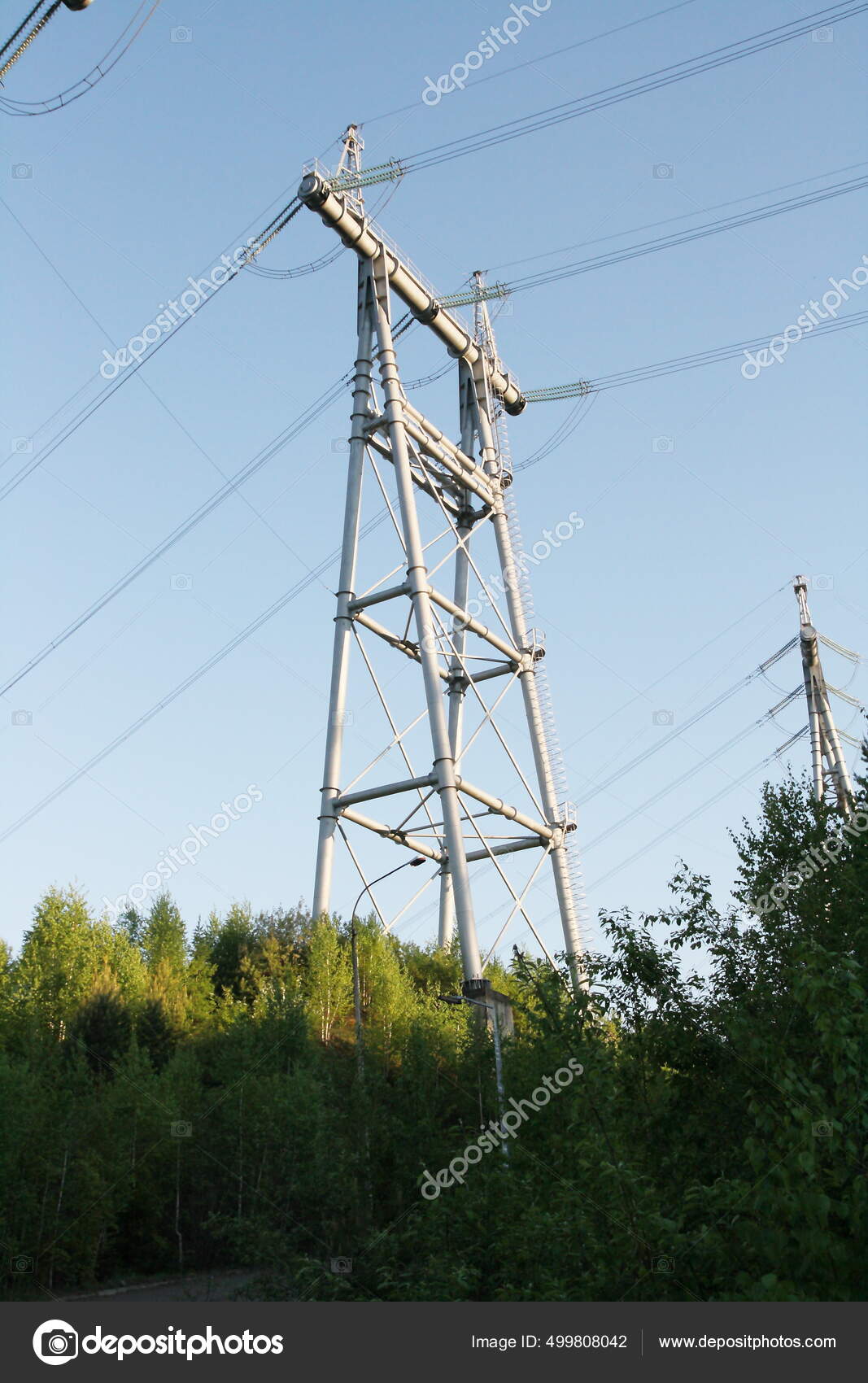 Photo Shows Number High Voltage Masts Transmitting Electricity ...