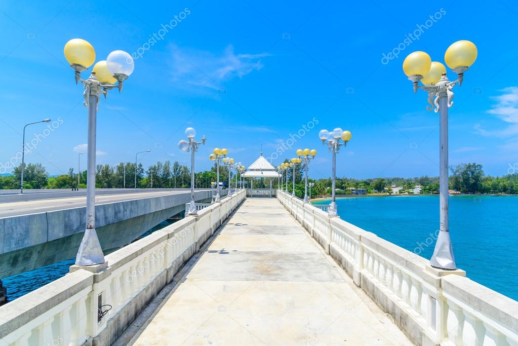 The Sarasin Bridge with blue sky background at Phuket Island,Thailand ...
