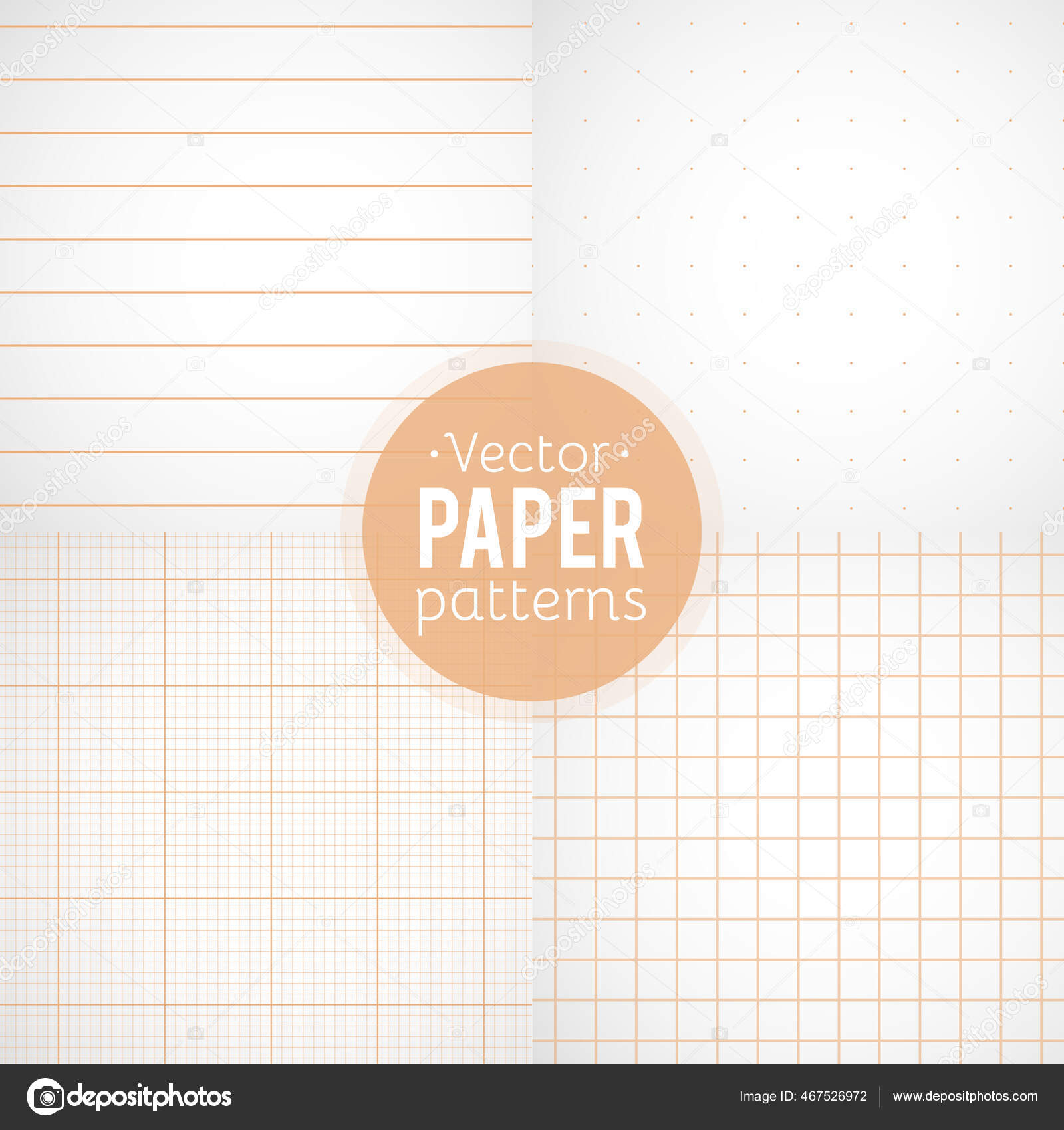 Vector Set Paper Patterns Ruled Dotted Millimeter Squared Papers Vector ...