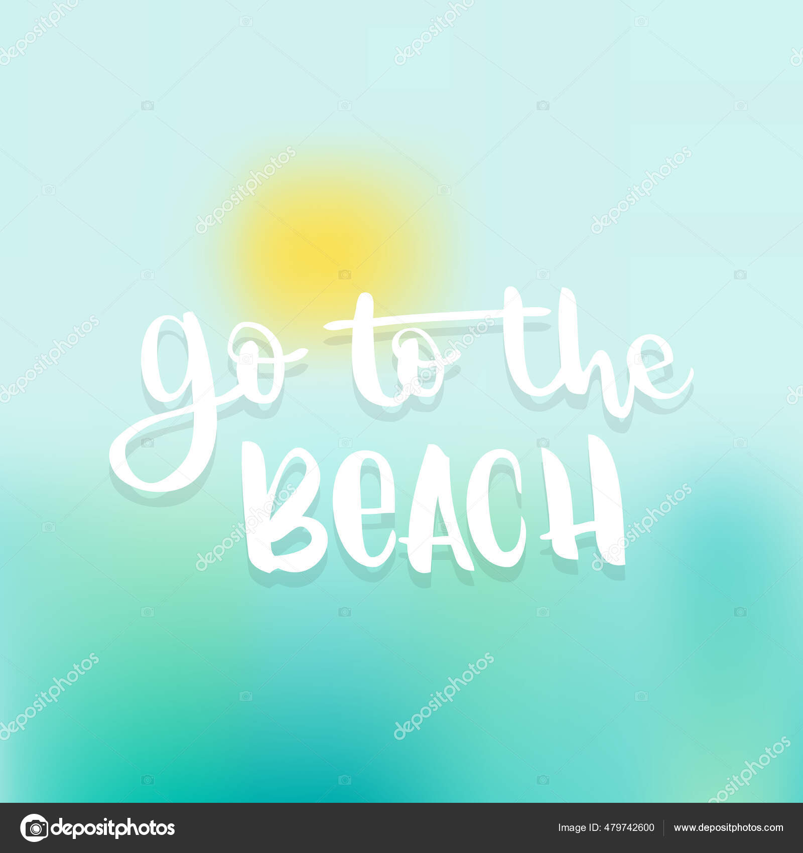 Beach Lettering Blurred Background Vector Illustration Minimal Design ...