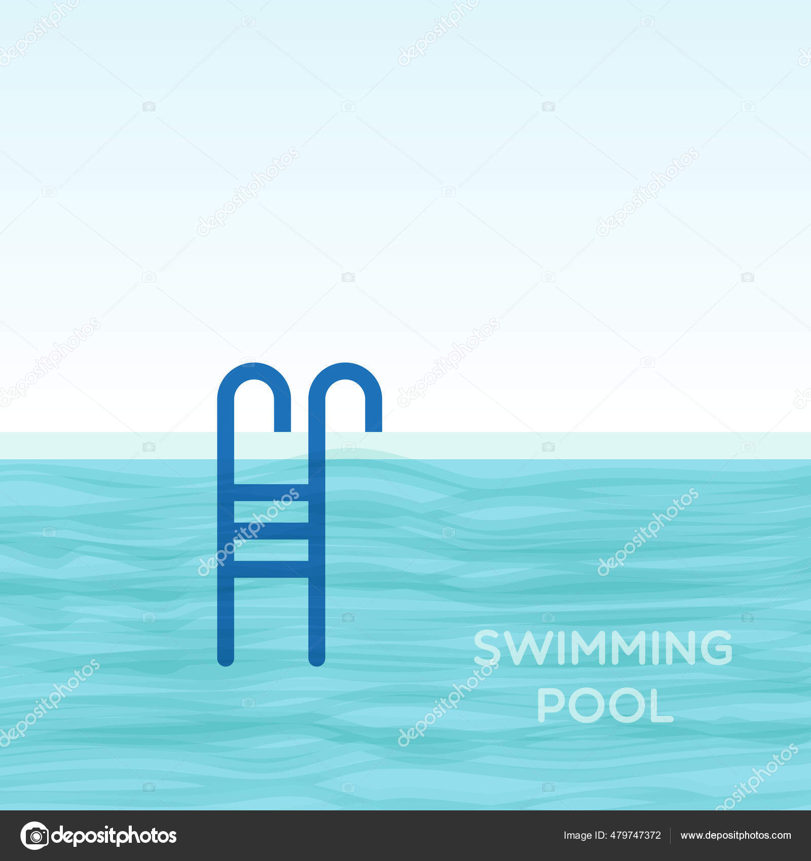 Piscina Com Escada Mão Ilustração Vetorial Design Plano Vetor de ...