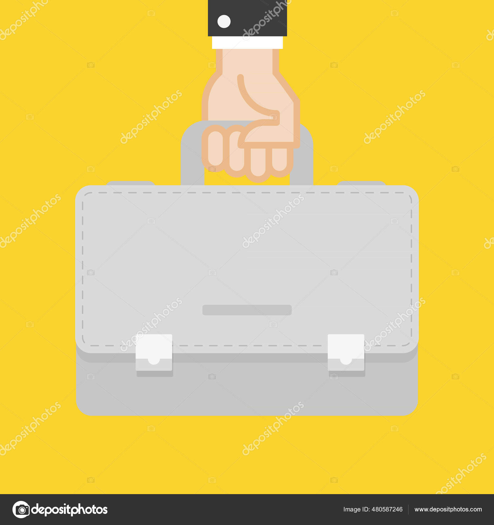 Human Hand Holding Briefcase Concept Business Vector Illustration Flat ...