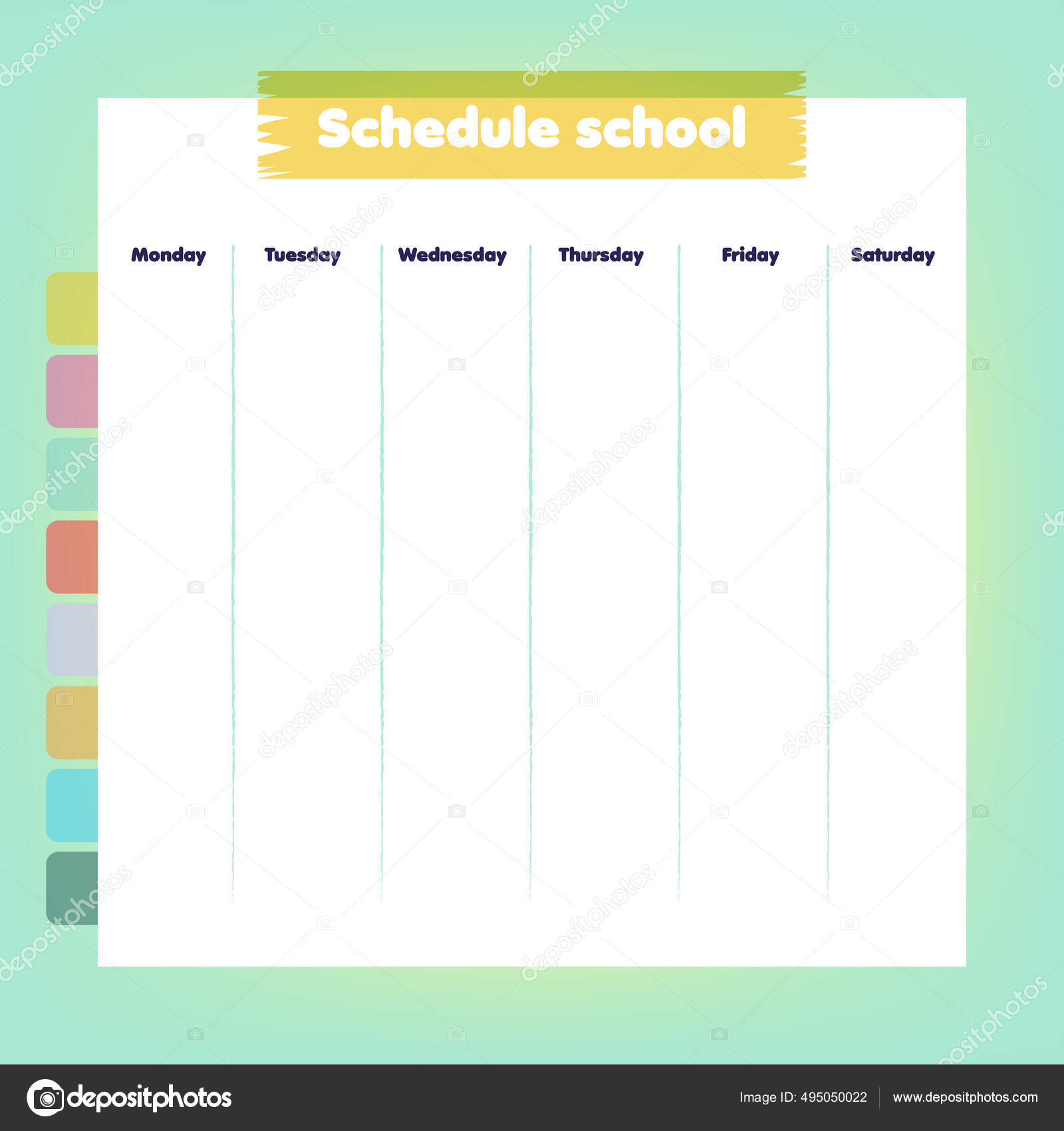 School Schedule Minimalist Weekly Planner Sheet Paper Days Stickers Put ...