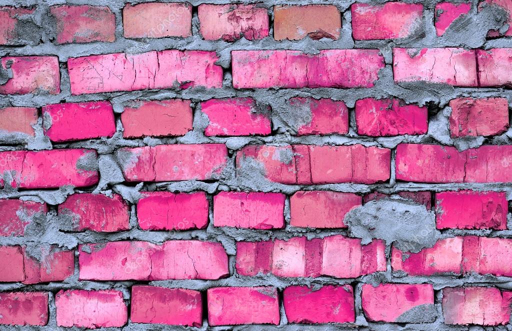 Fresh pink clay brickwork detailed texture background — Stock Photo ...