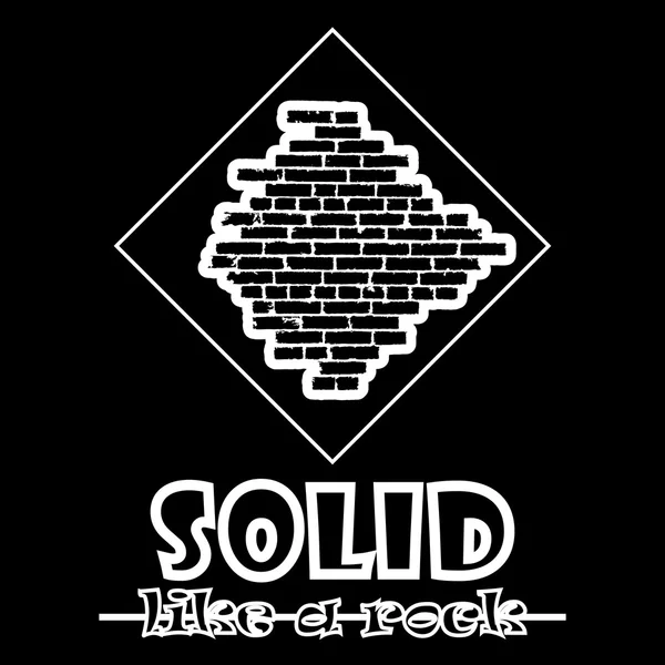 Solid like a rock. Abstract vector blue style flat logo print brick ...